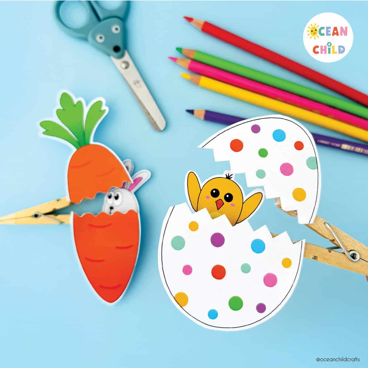 Paper Easter Egg And Carrot Surprise Craft With FREE Printable! - Ocean ...