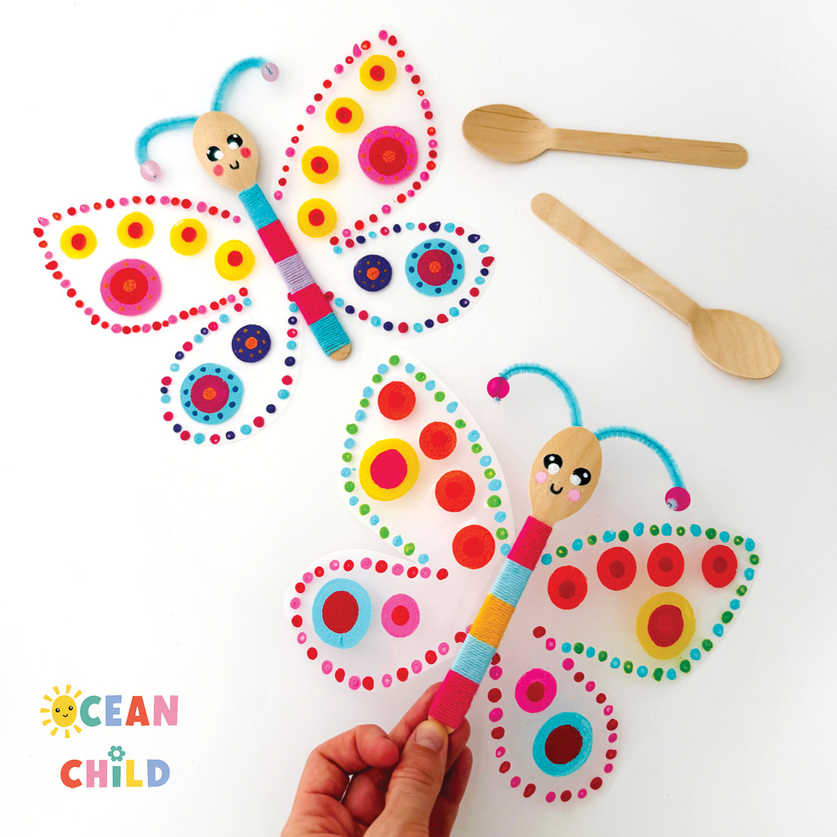 Make Colorful Butterfly Puppets with Flapping Wings for Kids! - Ocean ...
