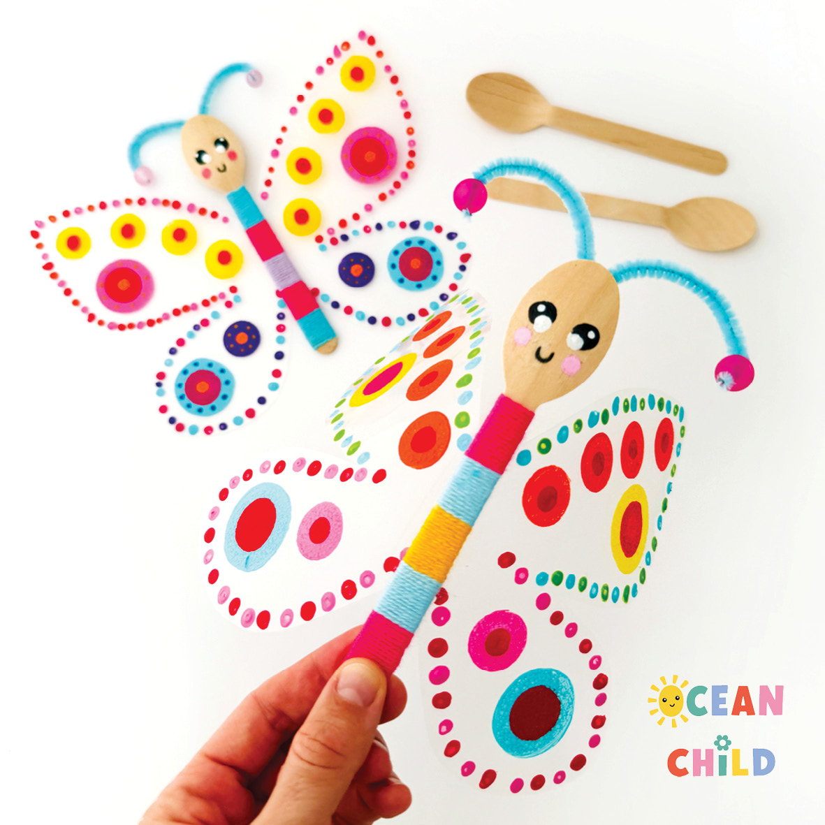 Make Colorful Butterfly Puppets with Flapping Wings for Kids! - Ocean ...