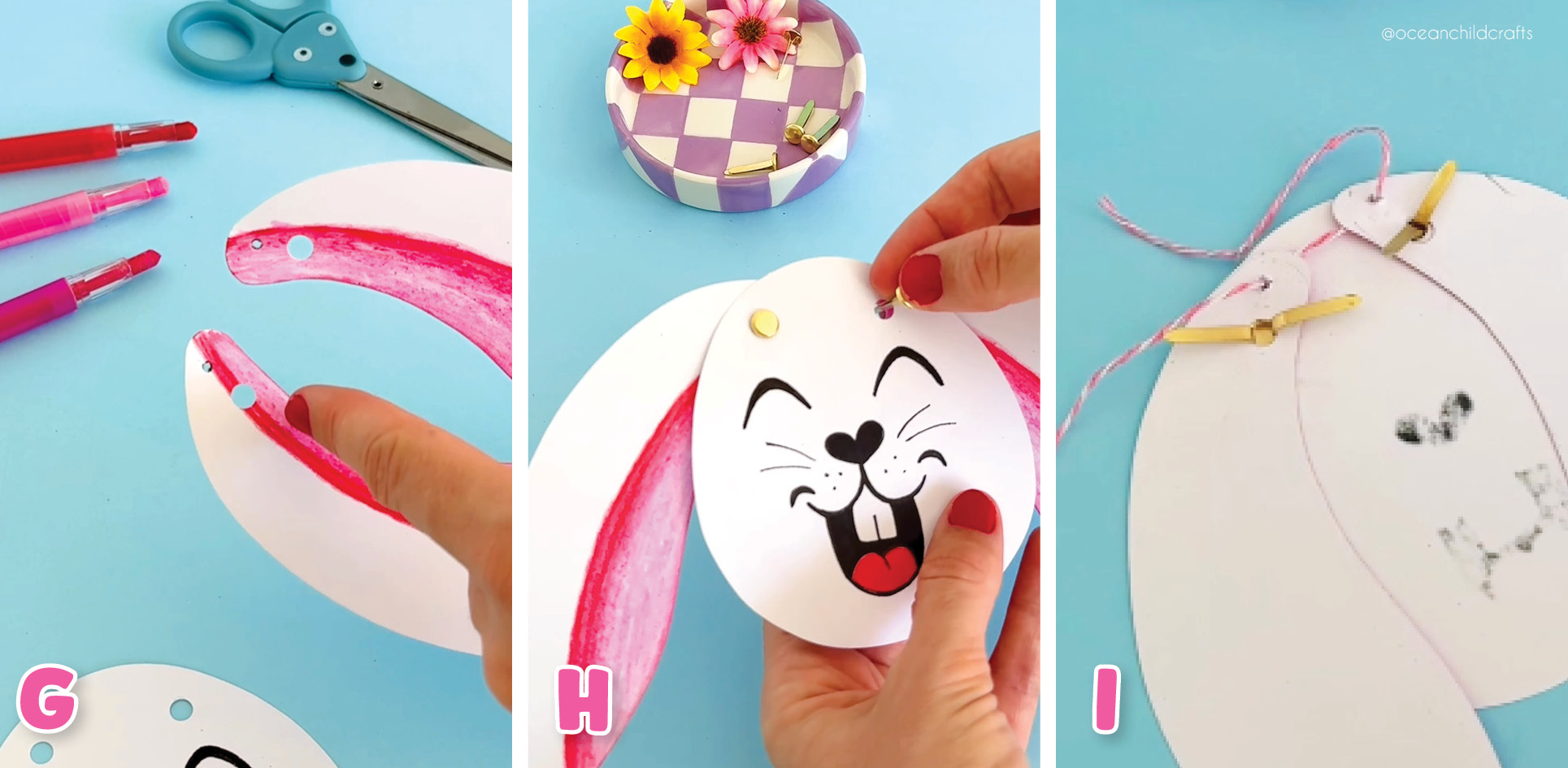Fun Spring Bunny Craft With Flapping Ears And Free Template - Ocean ...