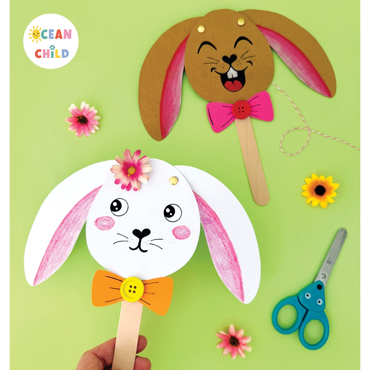 Fun Spring Bunny Craft With Flapping Ears And Free Template - Ocean ...
