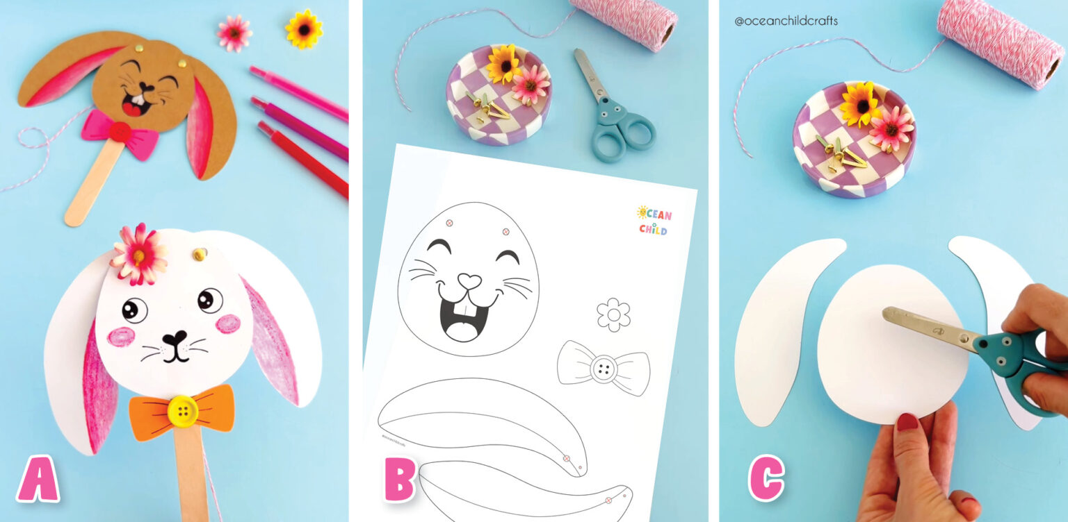 Fun Spring Bunny Craft With Flapping Ears And Free Template - Ocean ...