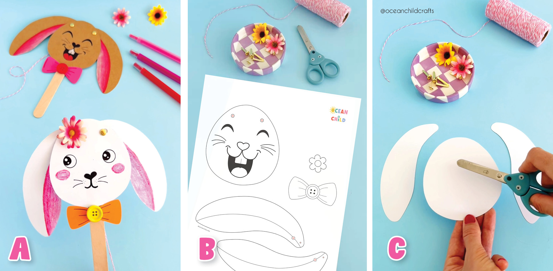 Fun Spring Bunny Craft With Flapping Ears And Free Template - Ocean ...