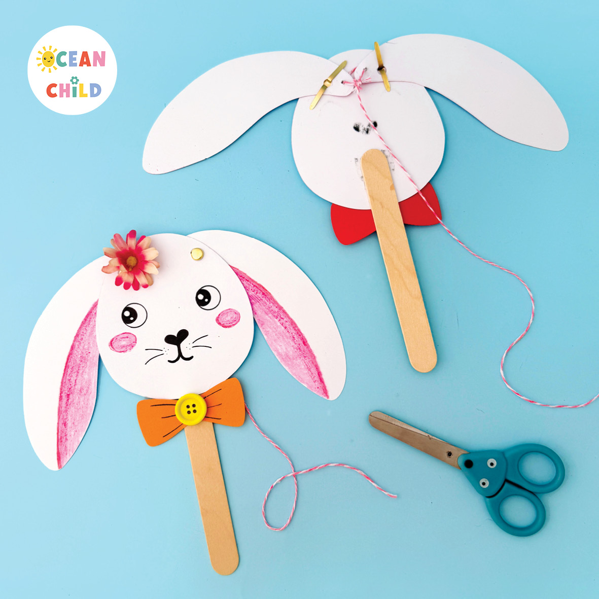 Fun Spring Bunny Craft With Flapping Ears And Free Template - Ocean ...