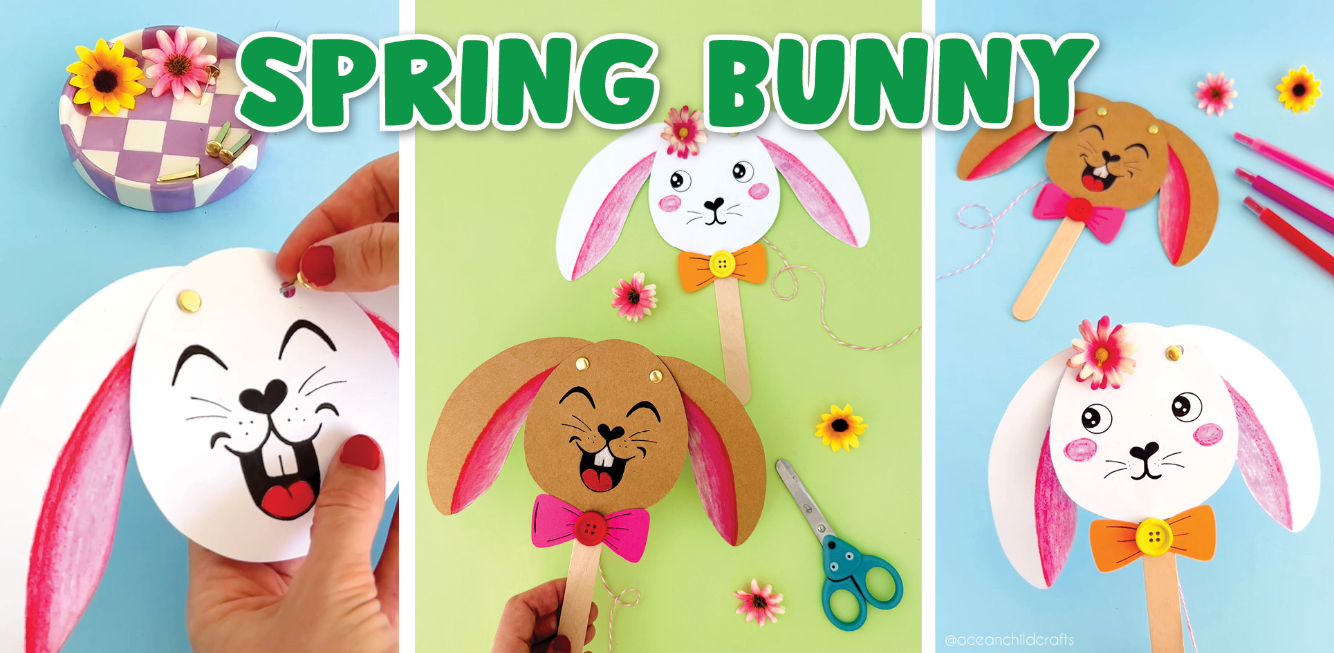 Fun Spring Bunny Craft With Flapping Ears And Free Template - Ocean ...