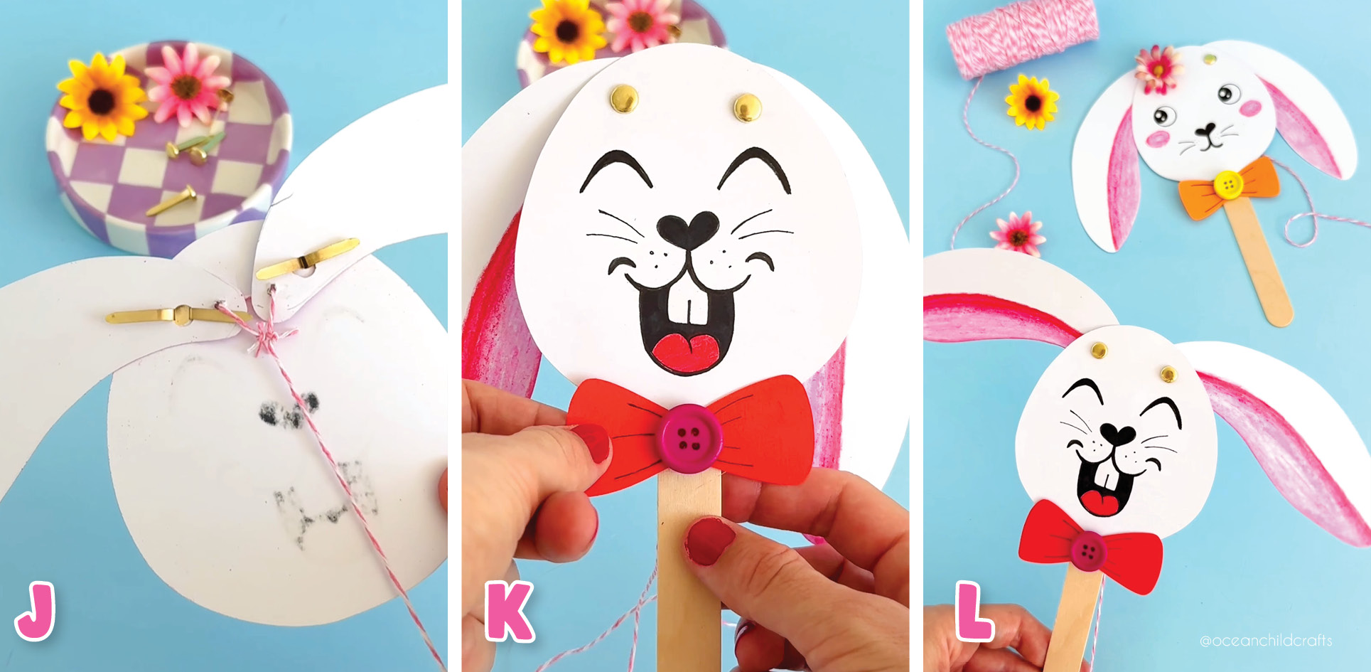 Fun Spring Bunny Craft With Flapping Ears And Free Template - Ocean ...