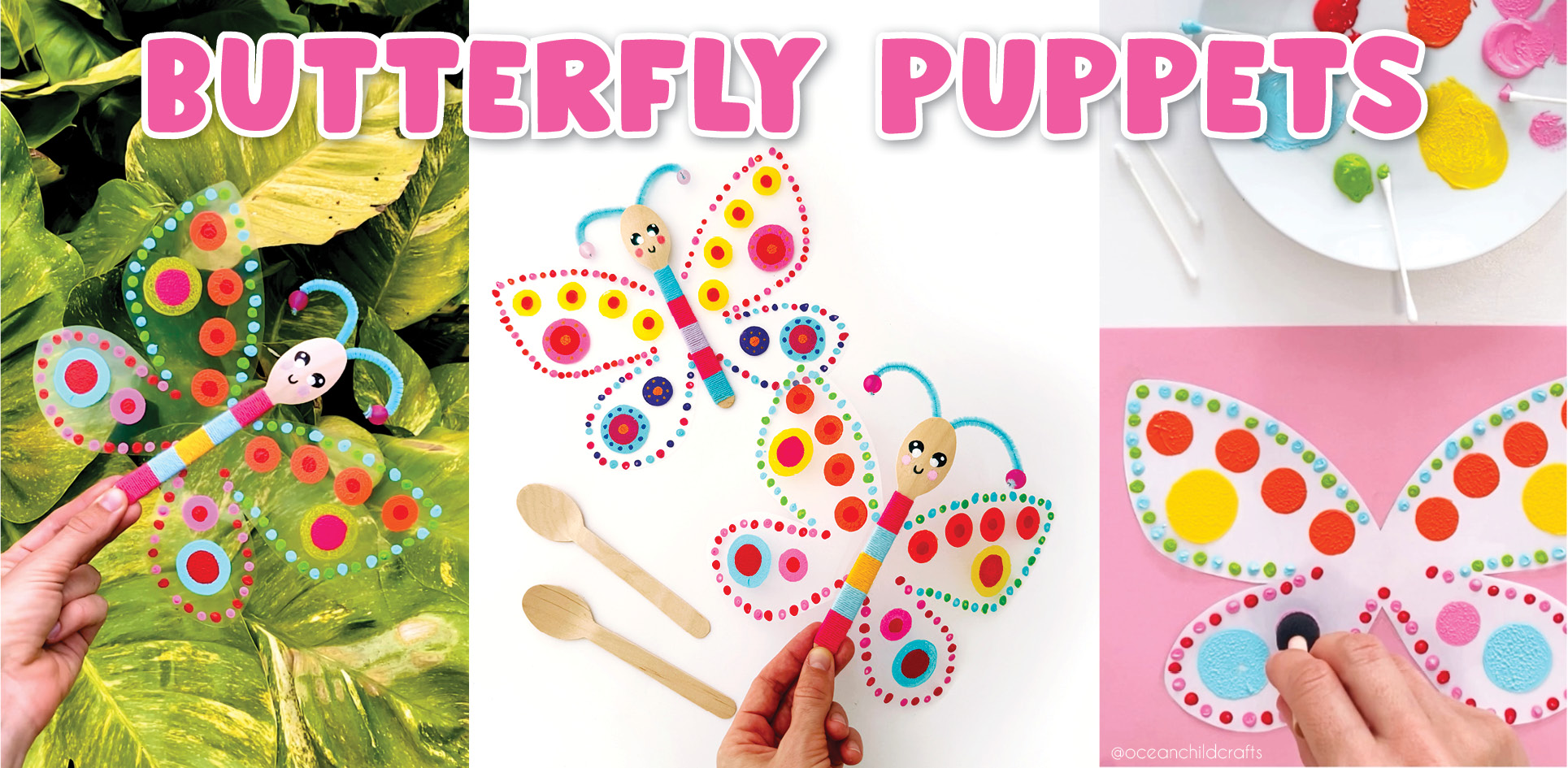Make Colorful Butterfly Puppets with Flapping Wings for Kids! - Ocean ...