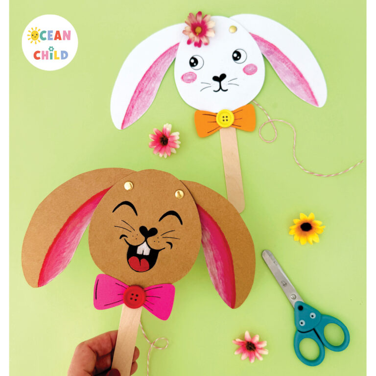 Fun Spring Bunny Craft With Flapping Ears And Free Template - Ocean ...
