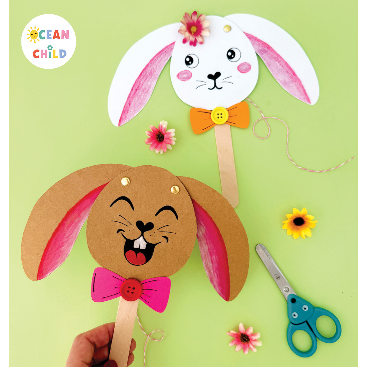 Fun Spring Bunny Craft With Flapping Ears And Free Template - Ocean ...