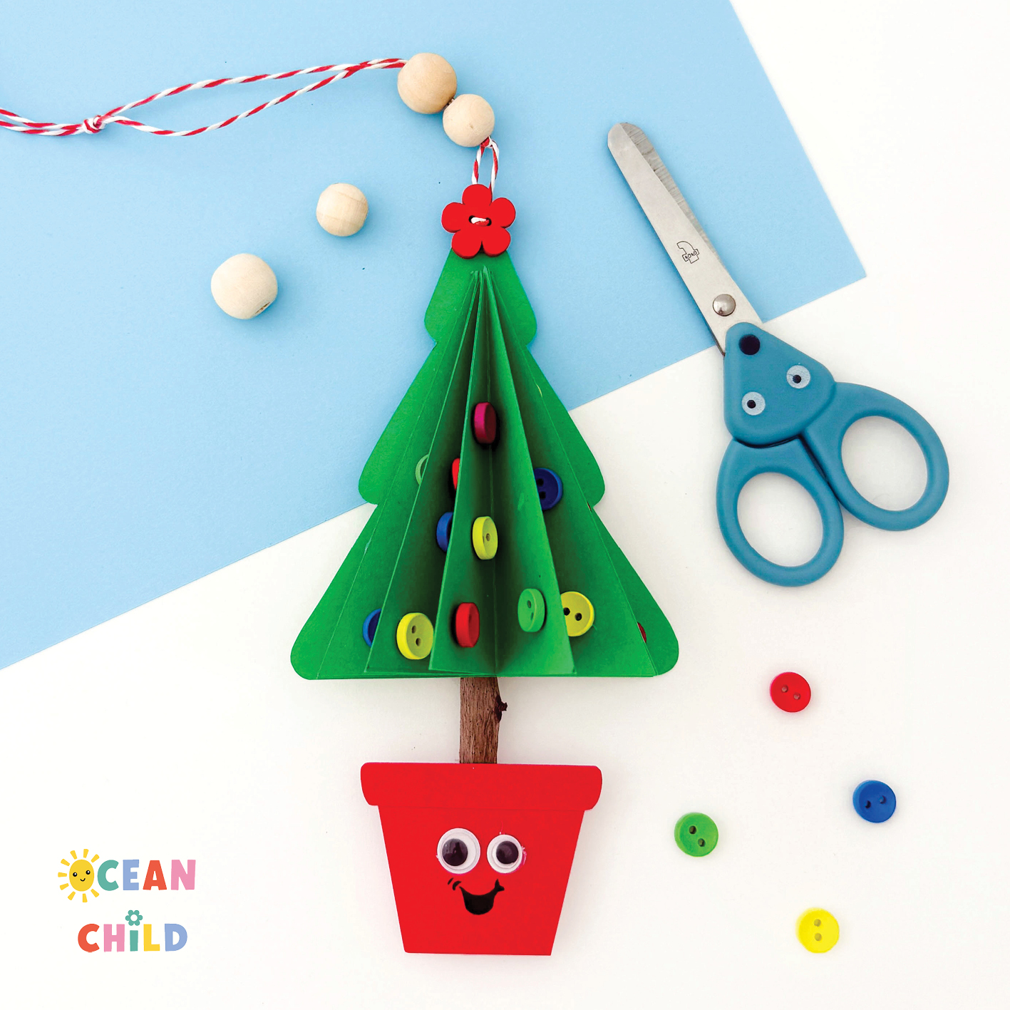 How to Make a 3D Paper Christmas Tree Ornament (Free Printable for Kids ...