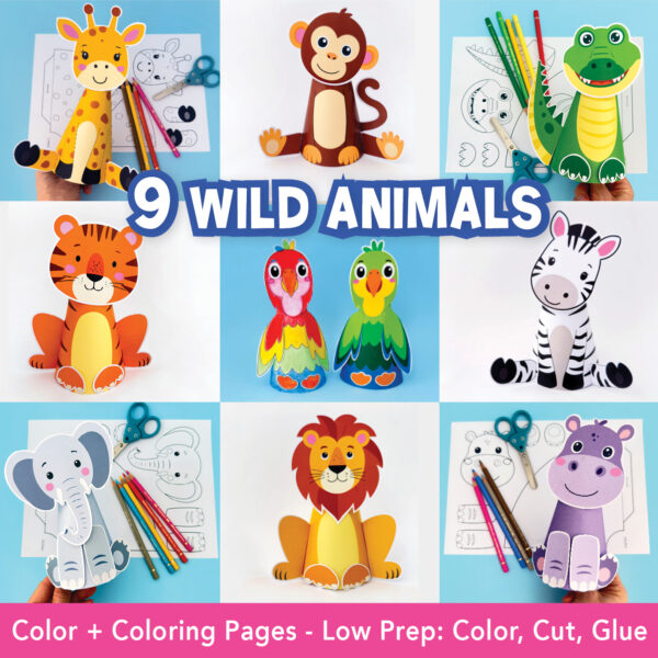 Paper Cone Animals: Easy 3D Animal Crafts with Templates - Ocean Child ...