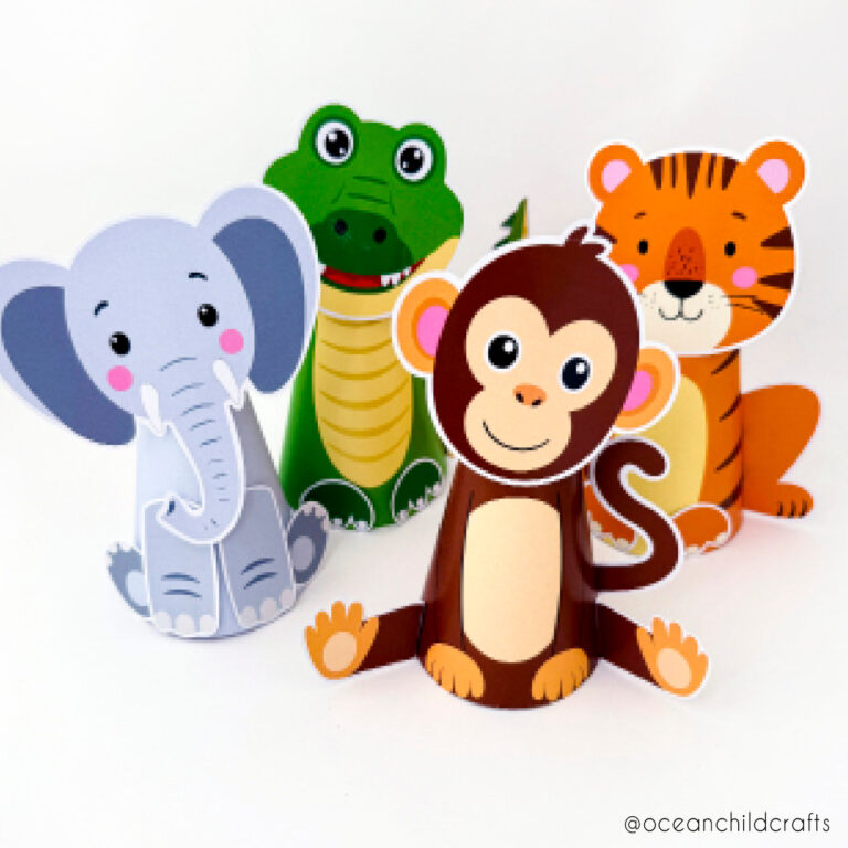 Paper Cone Animals: Easy 3D Animal Crafts with Templates - Ocean Child ...