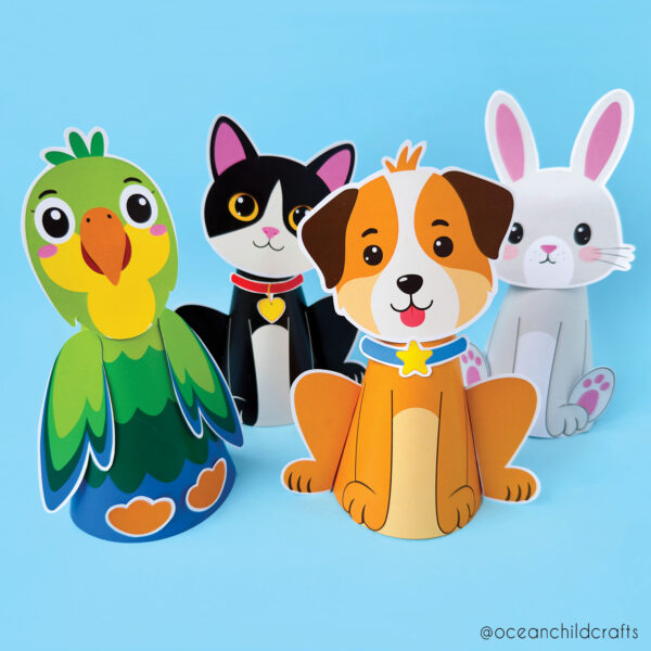 Paper Cone Animals: Easy 3D Animal Crafts with Templates - Ocean Child ...