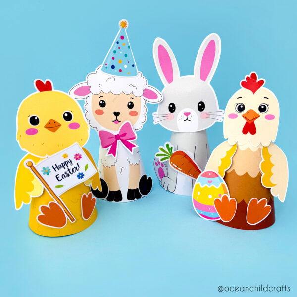 Paper Cone Animals: Easy 3D Animal Crafts with Templates - Ocean Child ...