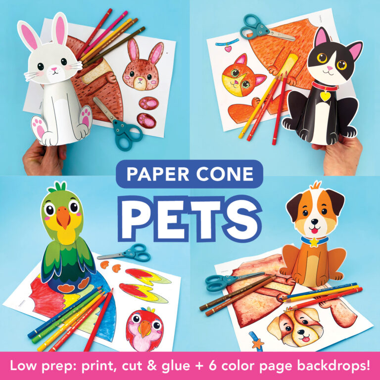 Paper Cone Pets Animal Craft Bundle - Ocean Child Crafts